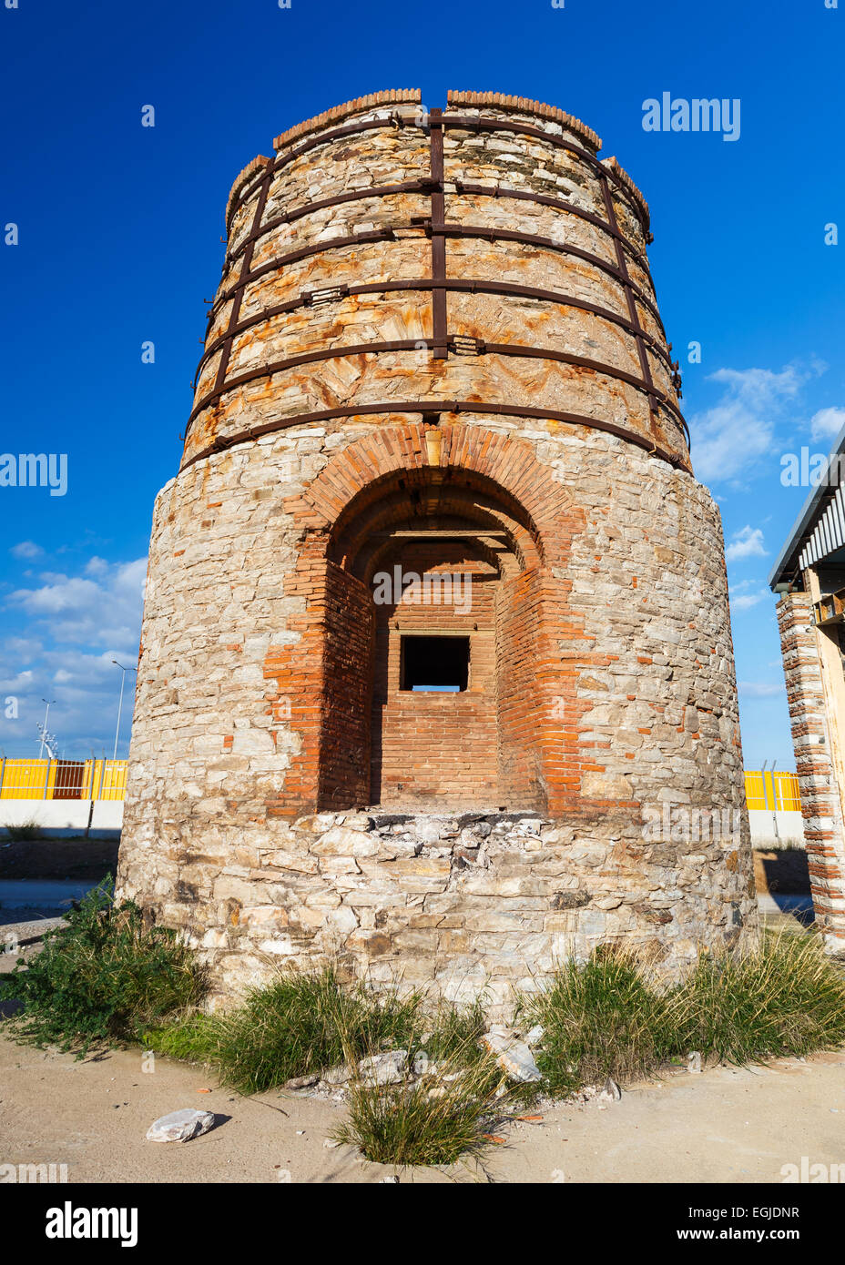 Old abandoned large vintage furnace ruins near Lavrio area in Greece ...