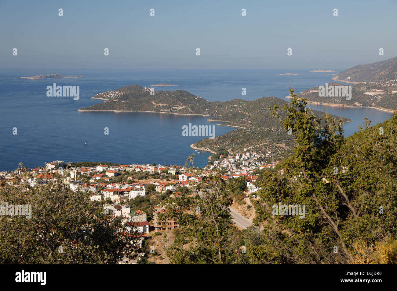 View over resort, Kas, Lycia, Antalya Province, Mediterranean Coast ...