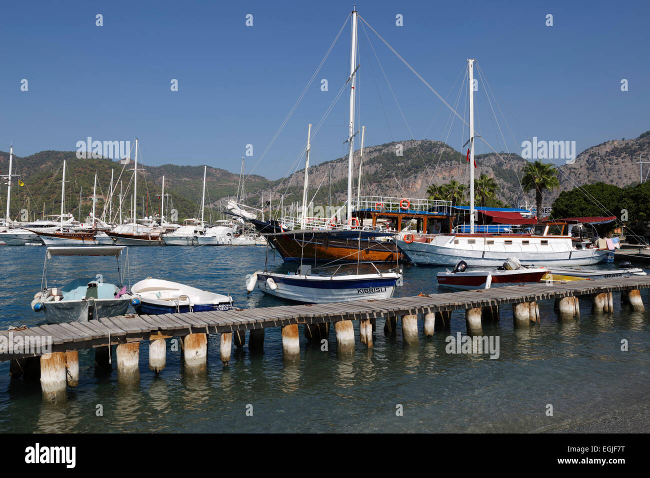 Gulets and yachts in marina, Gocek, Mugla Province, Mediterranean Coast ...