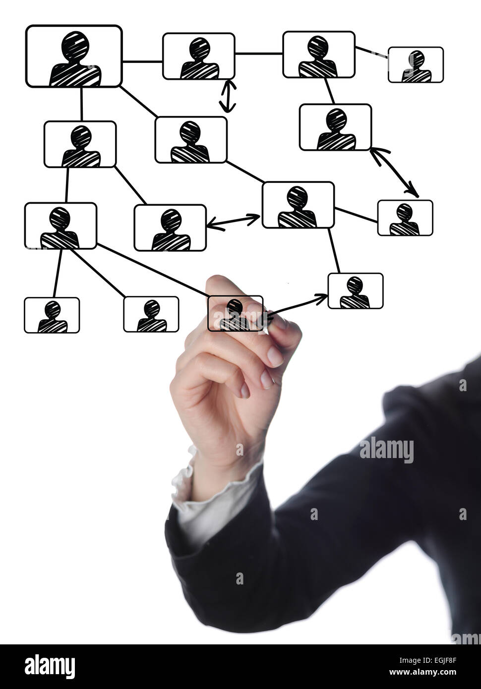 Lady drawing social network Stock Photo - Alamy