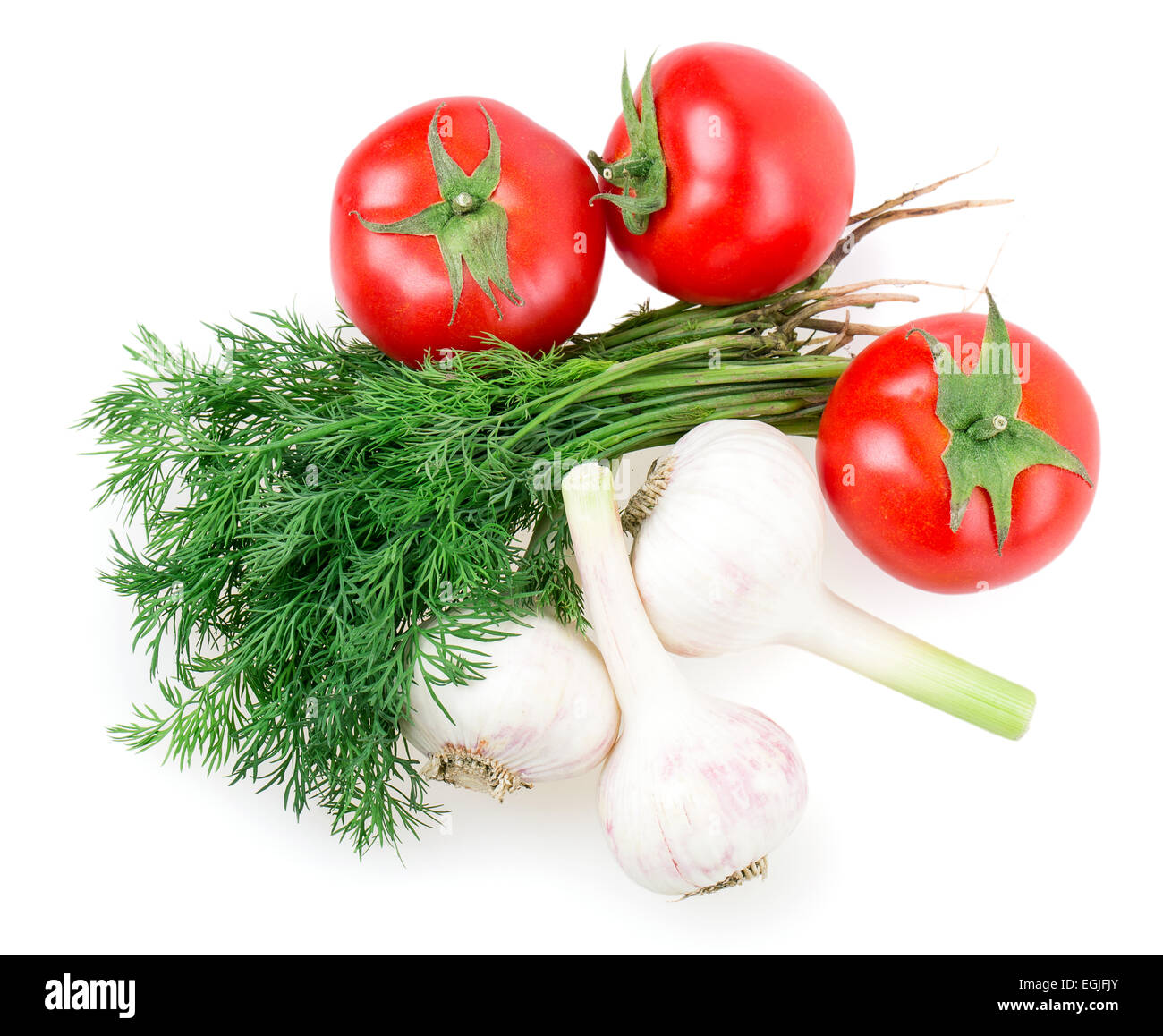 garlic, tomato, dill isolated on white background Stock Photo - Alamy