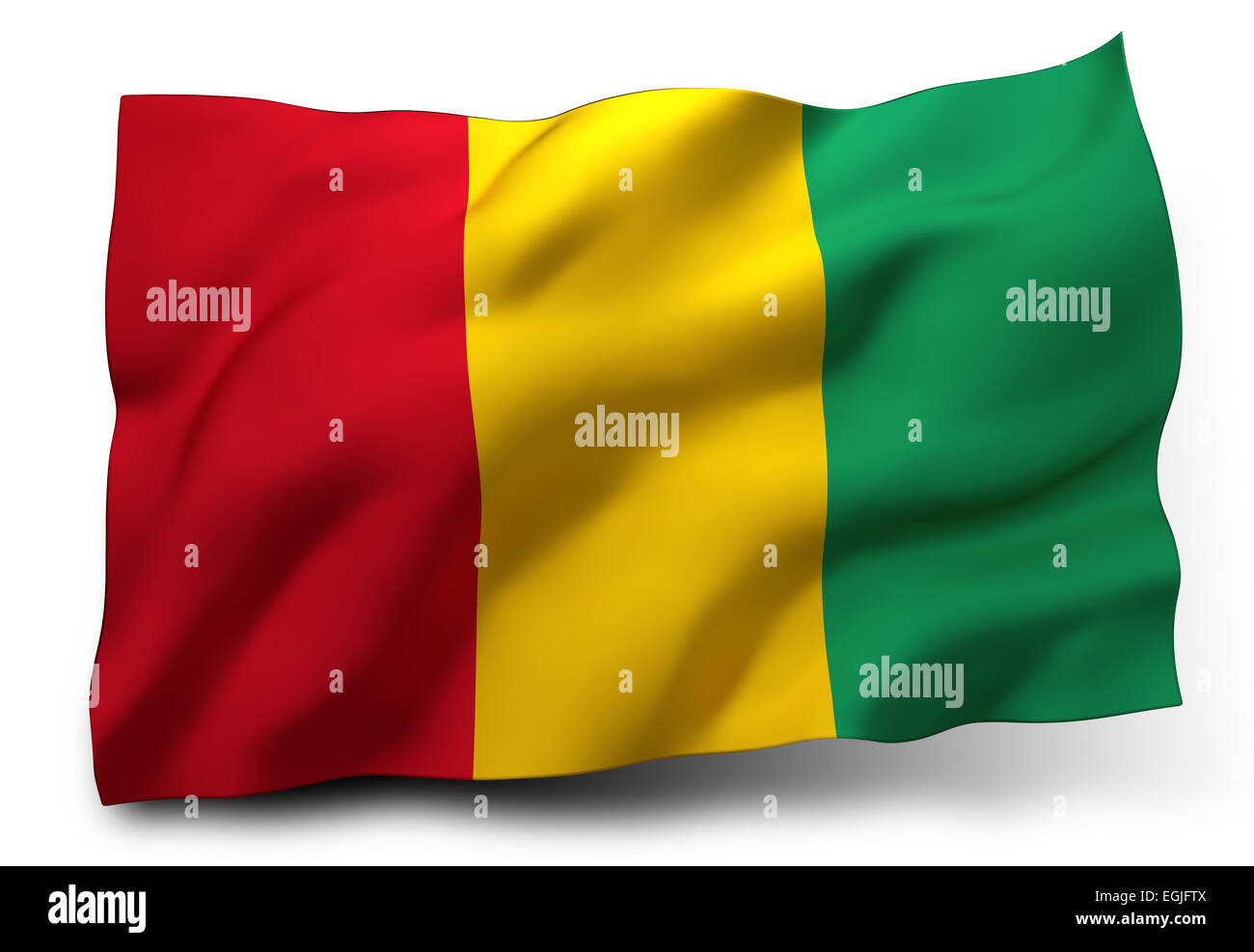 Waving flag of Guinea isolated on white background Stock Photo - Alamy