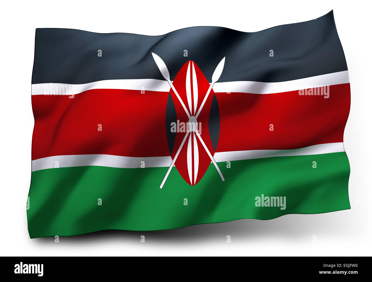 Waving flag of Kenya isolated on white background Stock Photo - Alamy