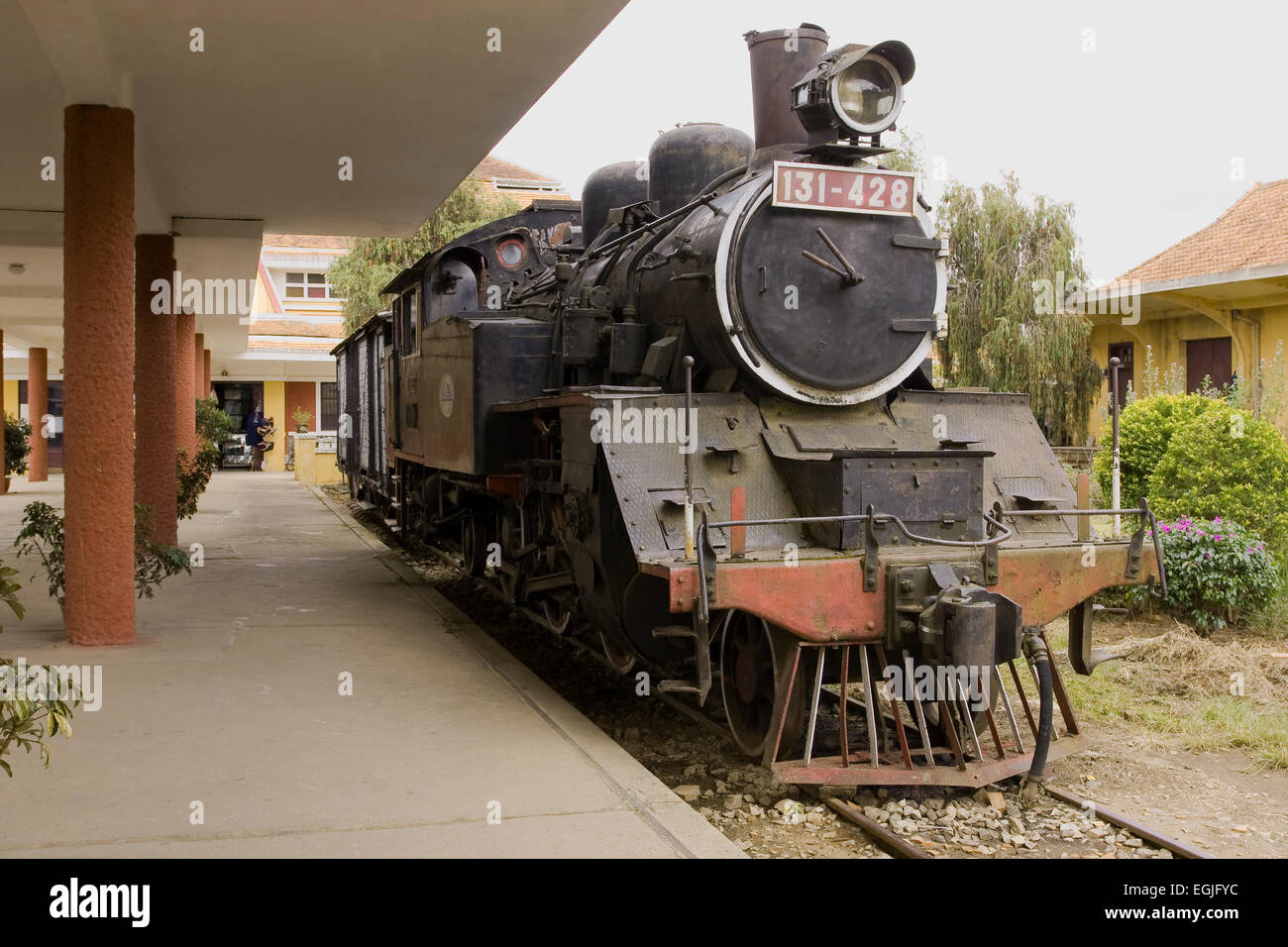 Old steam locomotive in the old station of Dalat, Vietnam, Asia Stock ...