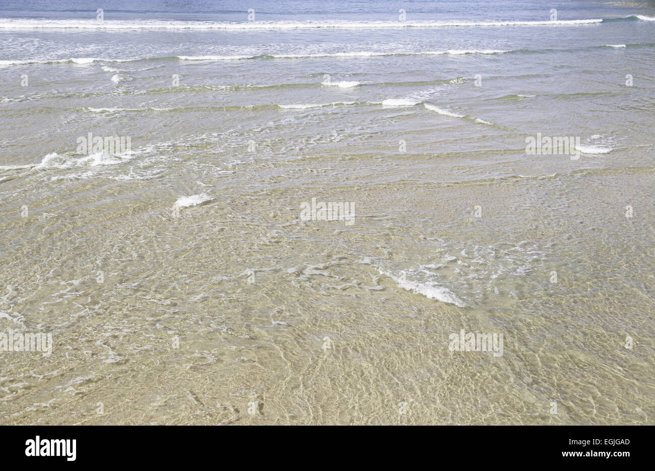 Sea water on a beach, detail of a beach in a city of Spain, nature and ...