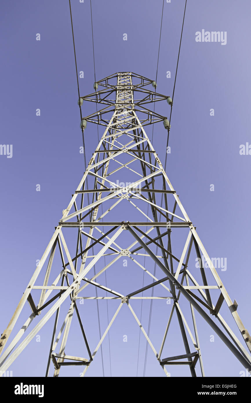 Pylon, detail of a tower for the transmission of electrical energy, the ...