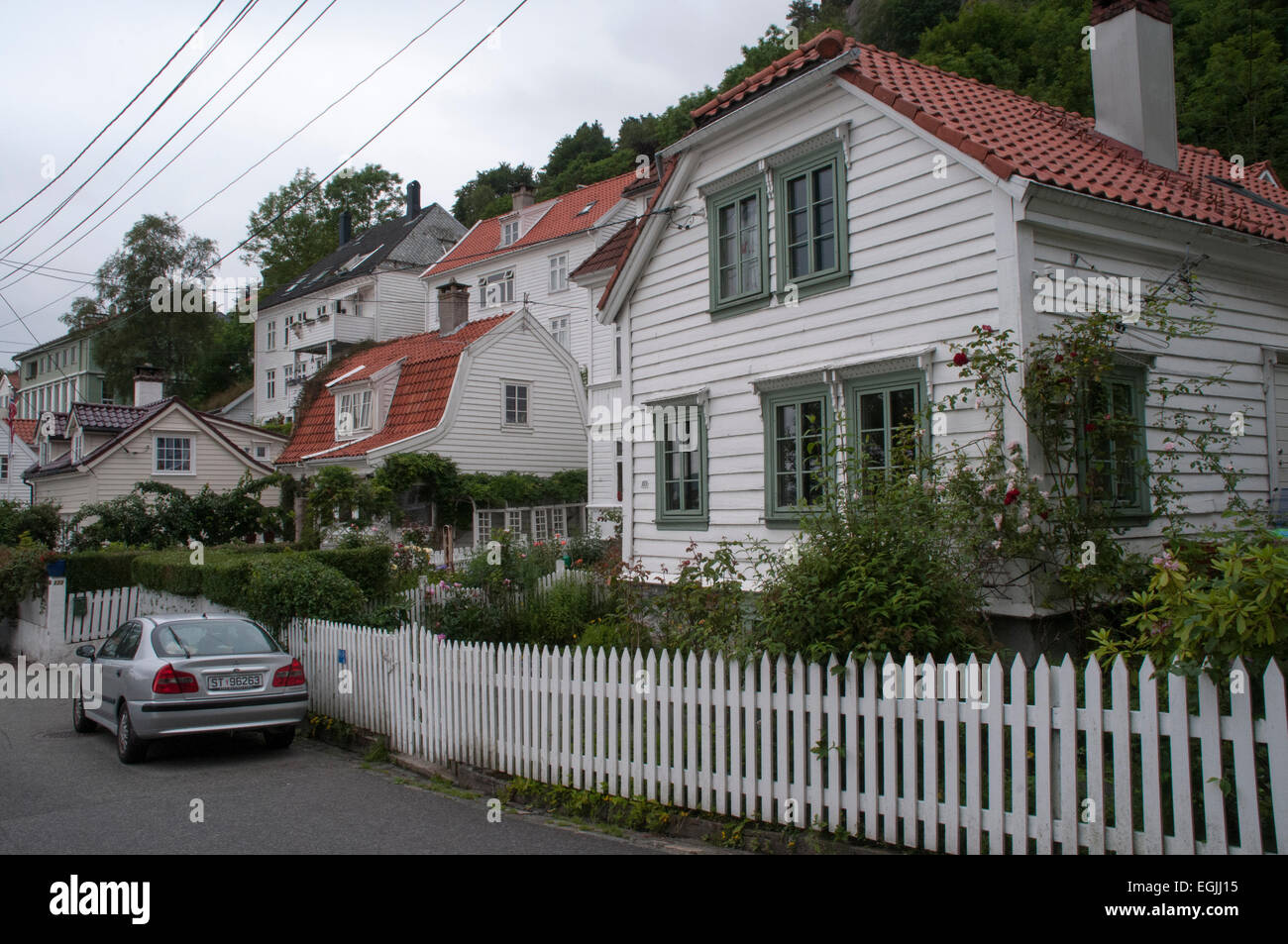 Just out of itscenter nice wooden houses in typical Norwegian style are ...