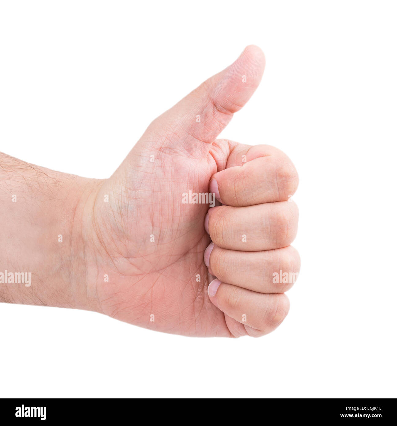 thumbs up man's hand isolated on white background Stock Photo - Alamy