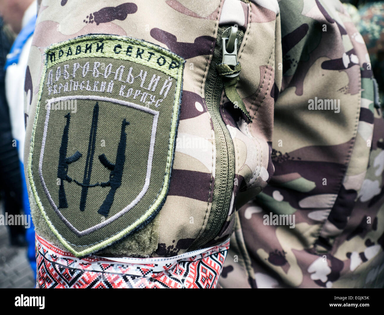 Kiev, Ukraine. 25th February, 2015. Chevron "Right Sector" on the ...