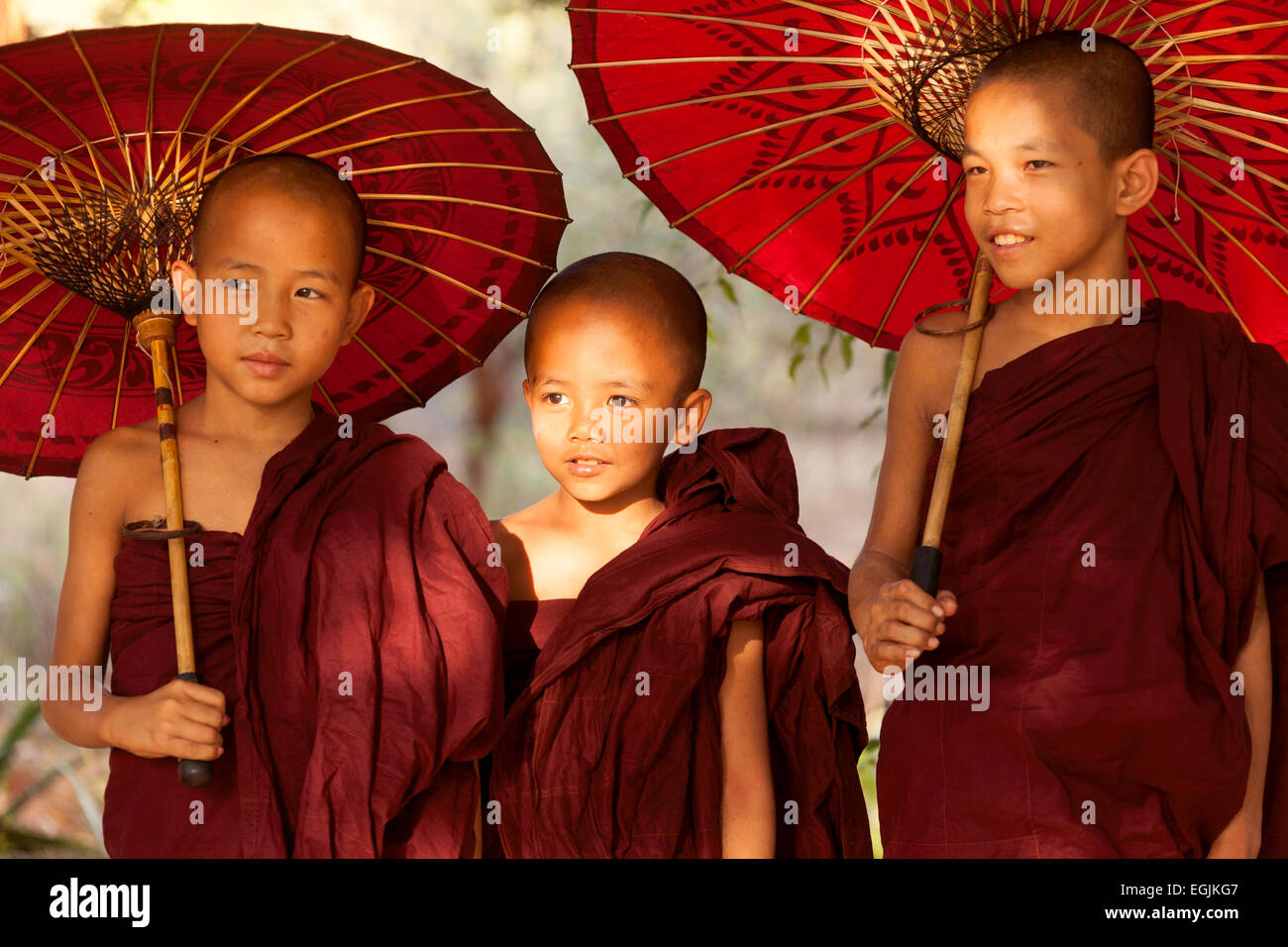 Three young buddhist monks, Myanmar ( Burma ), Asia Stock Photo - Alamy