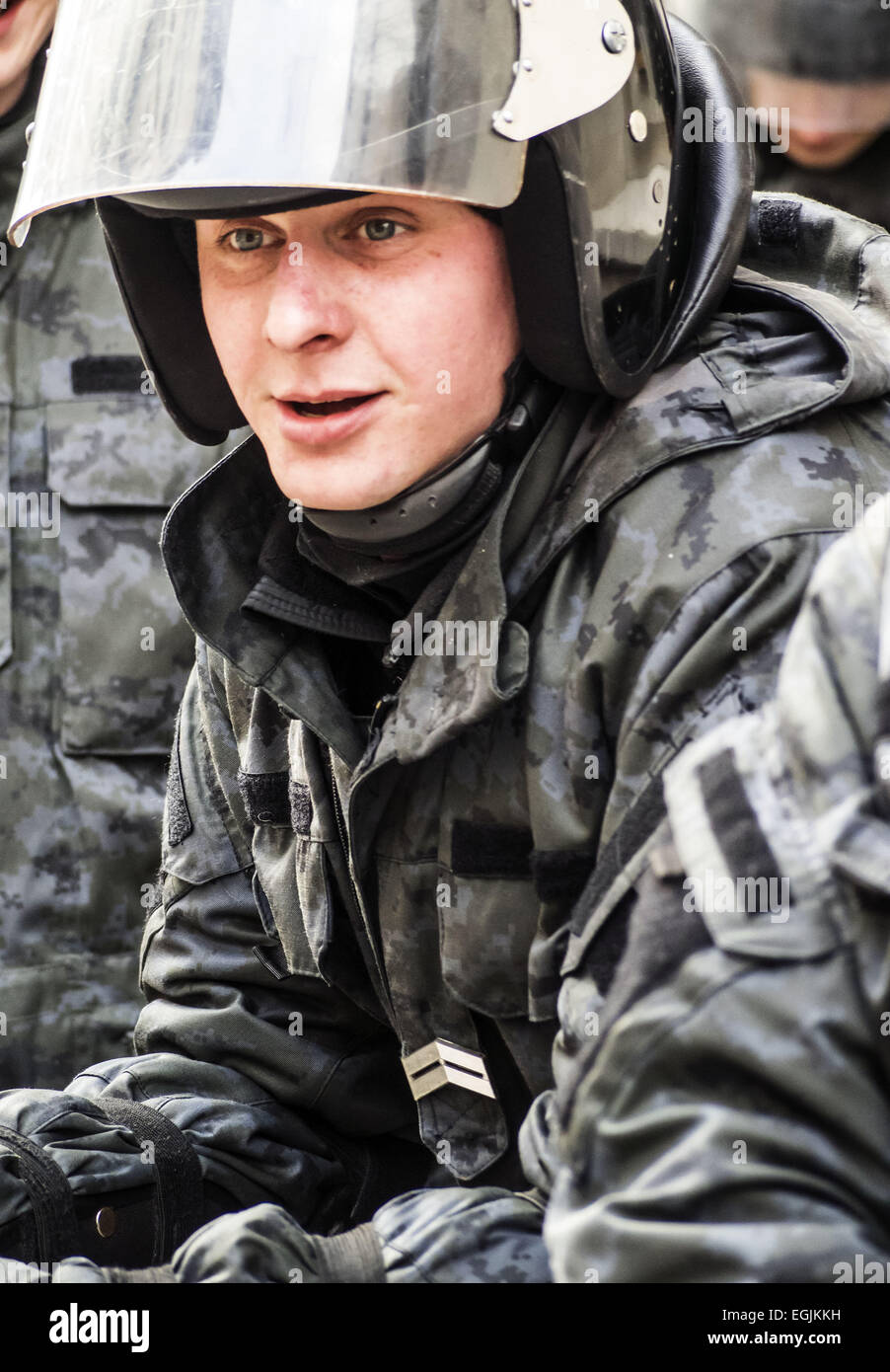 Feb. 25, 2015 - Police at a rally ''Right Sector'' near the ...