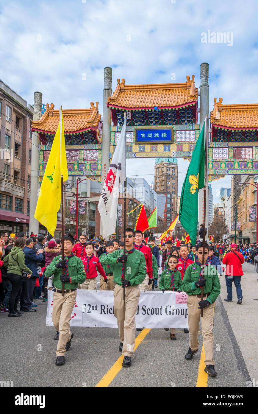 Boy scouts parade flags chinatown gate chinese celebration festival hi ...