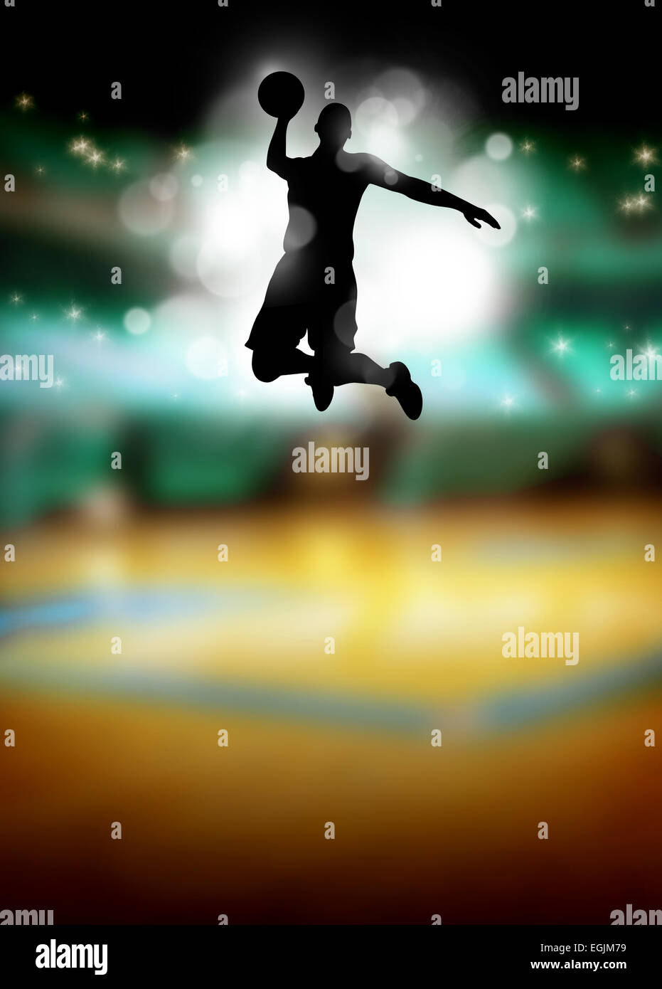 Basketball or streetball: sportsman jumping poster or flyer background ...