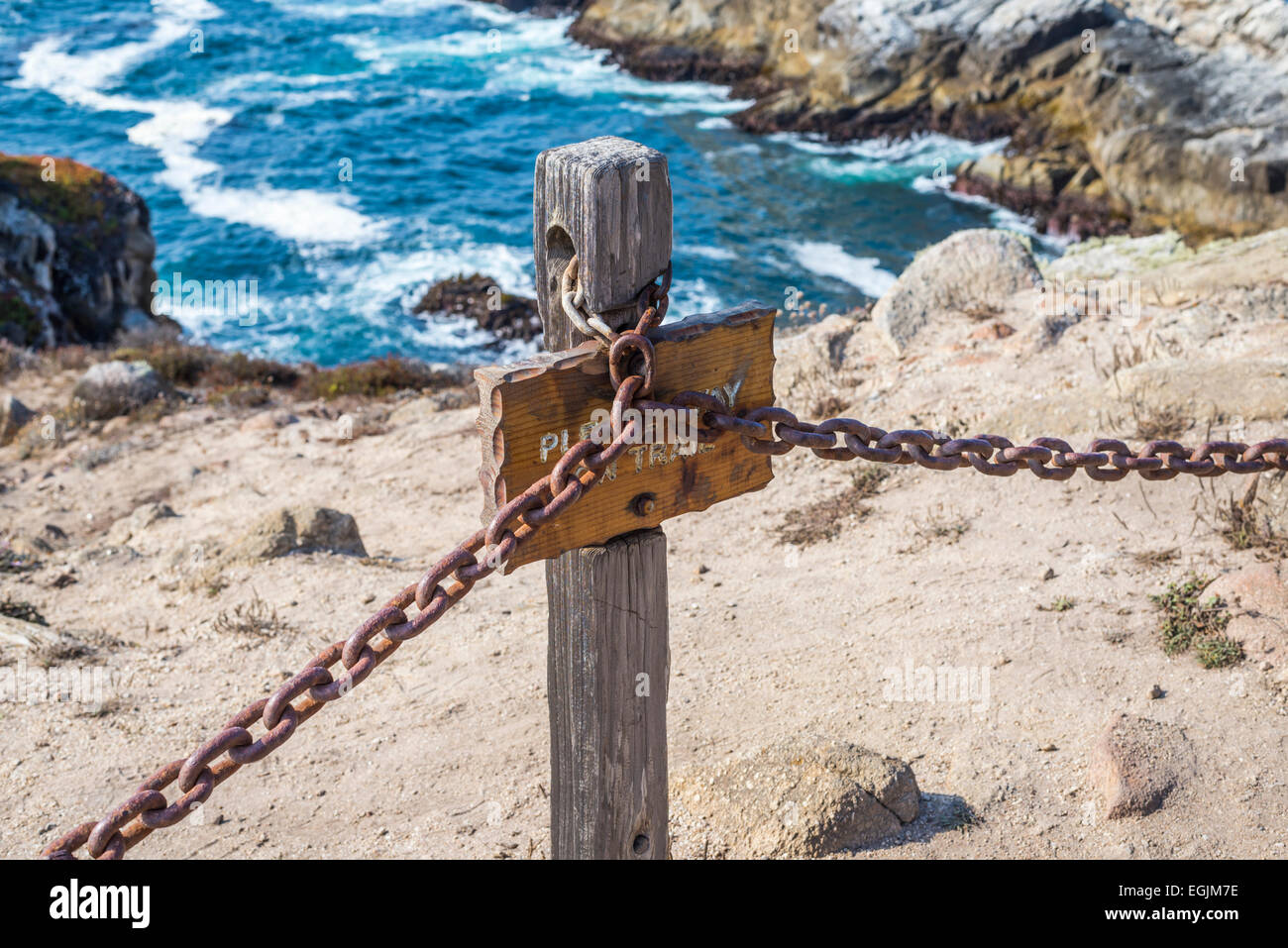 Please Stay on Trail sign. Point Lobos State Reserve, Monterey county ...