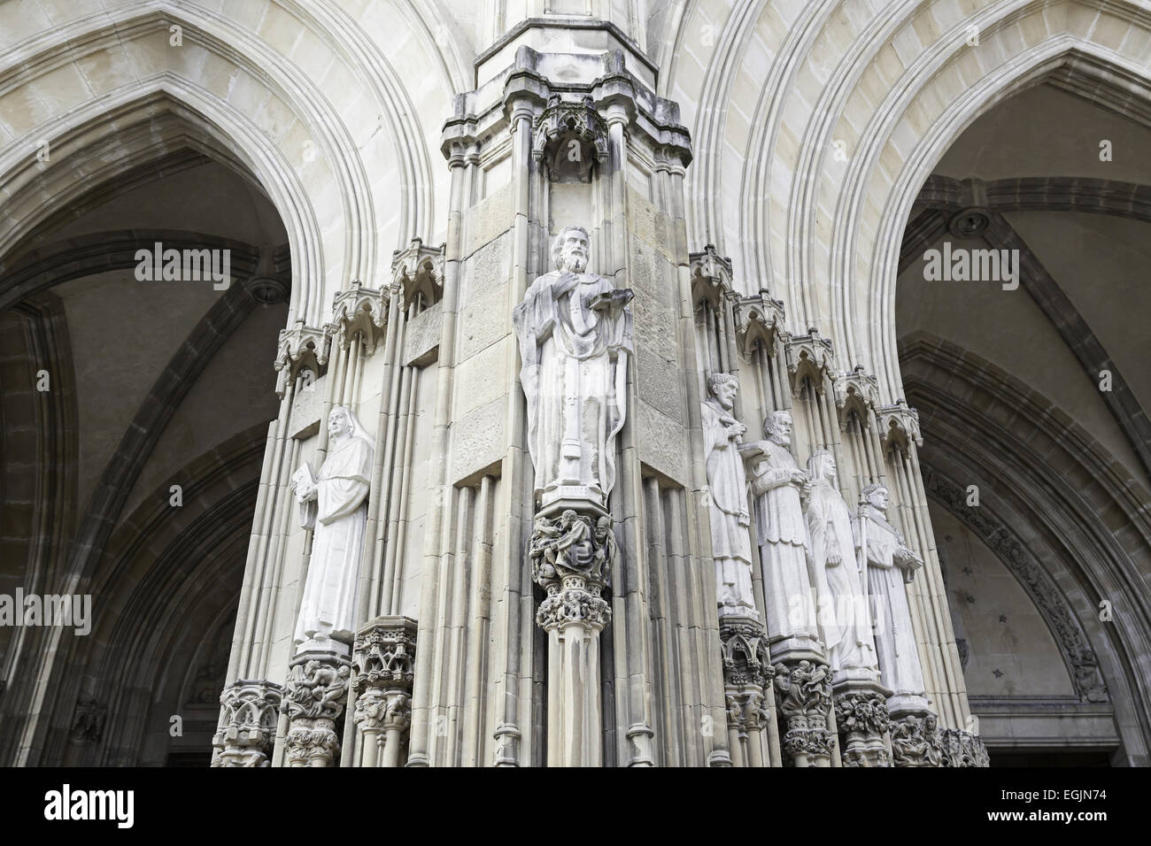 Stone statues in a church, detail of religious art in a monument Stock ...