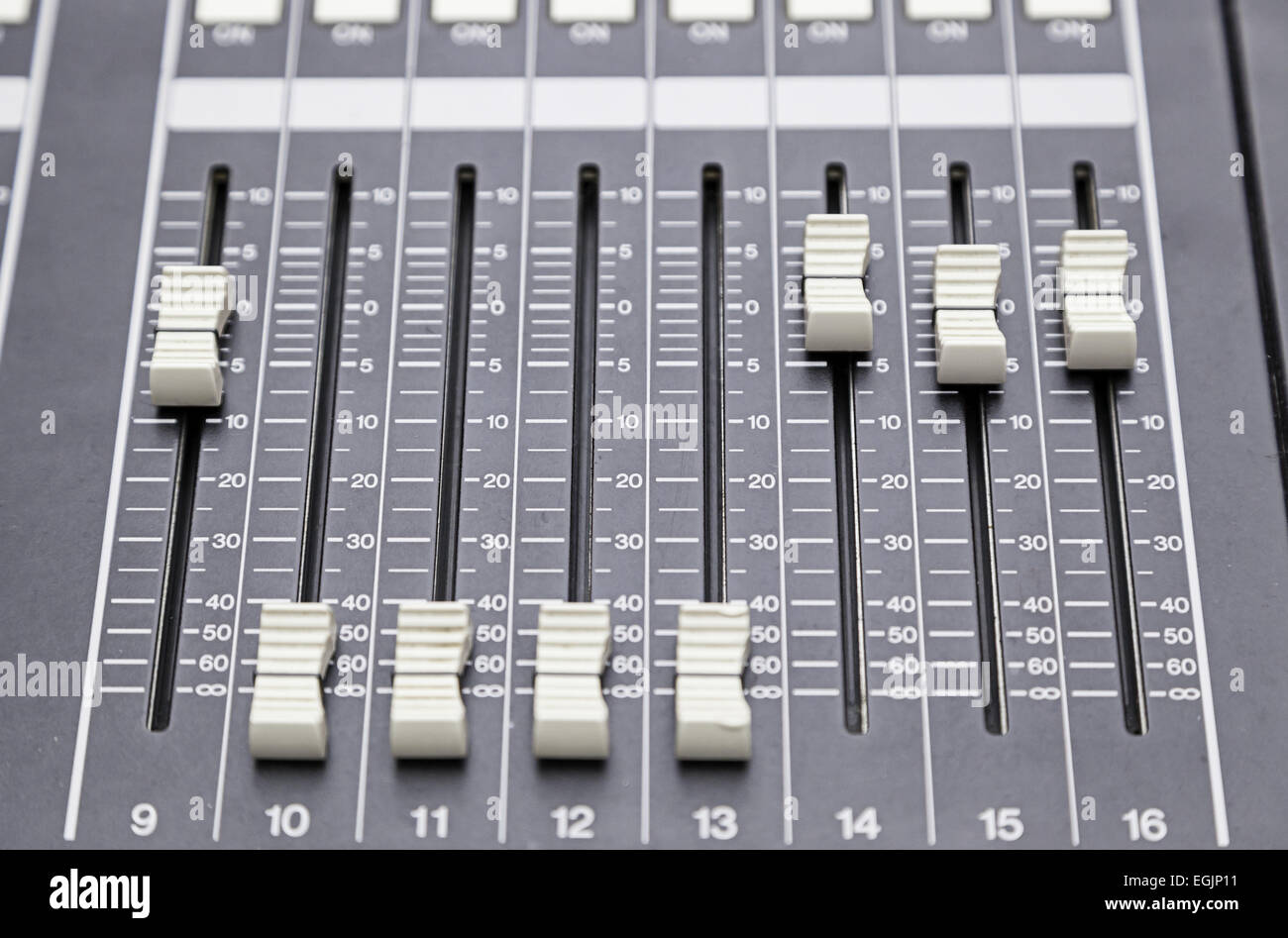 Detail of a concert mixer, mixer to control the volume and music ...
