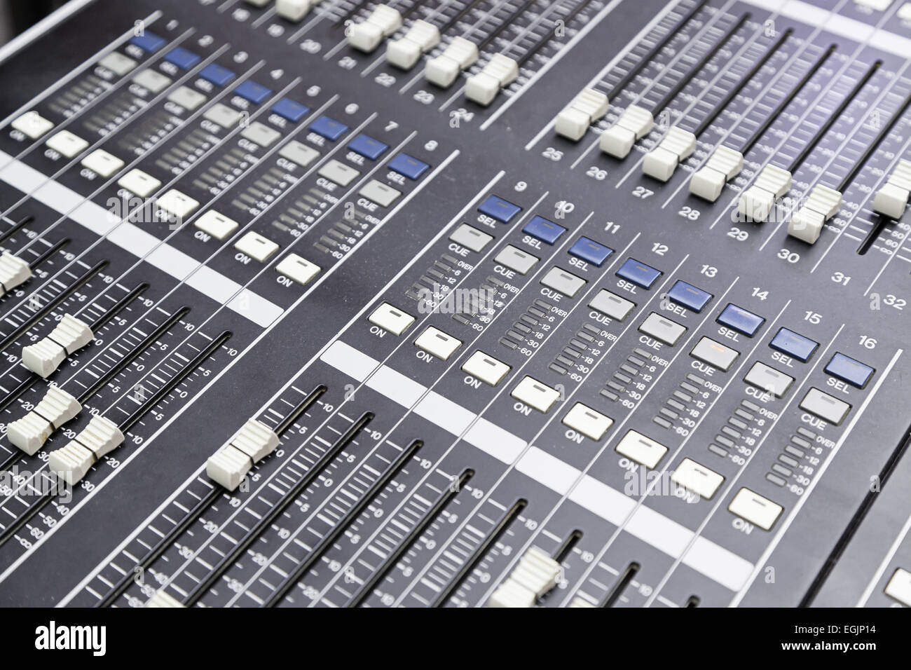 Detail of a concert mixer, mixer to control the volume and music ...