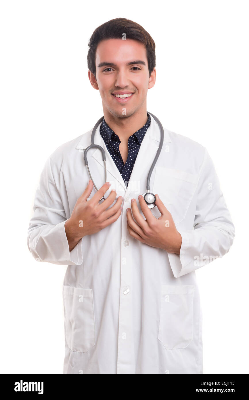Handsome young medic posing isolated over a white background Stock ...