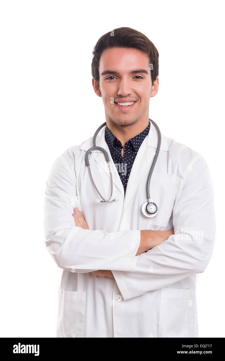 Handsome young medic posing isolated over a white background Stock ...