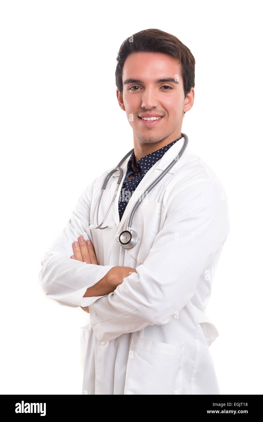 Handsome young medic posing isolated over a white background Stock ...