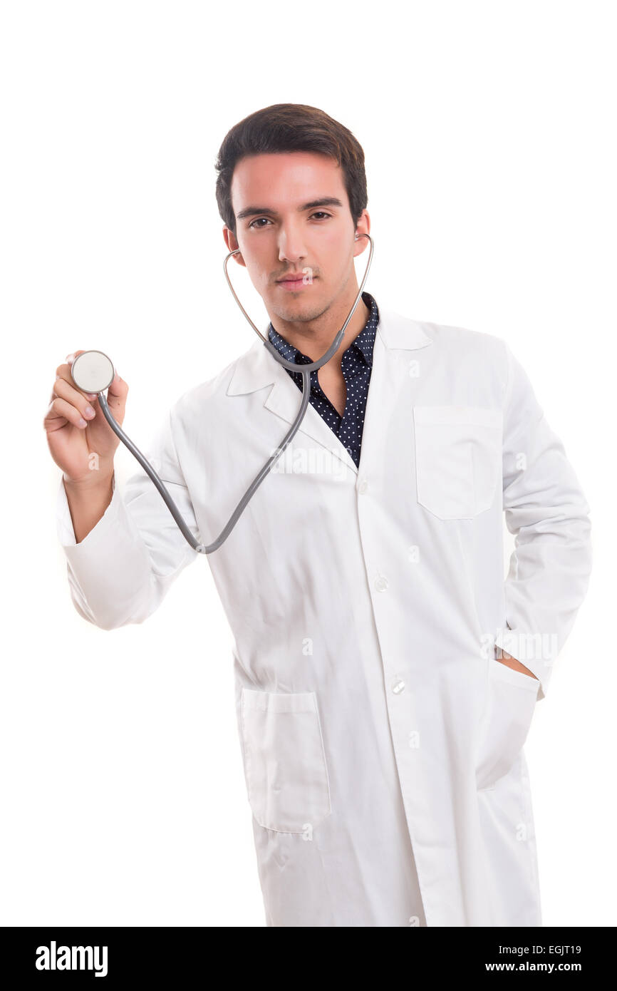 Handsome young medic posing isolated over a white background Stock ...
