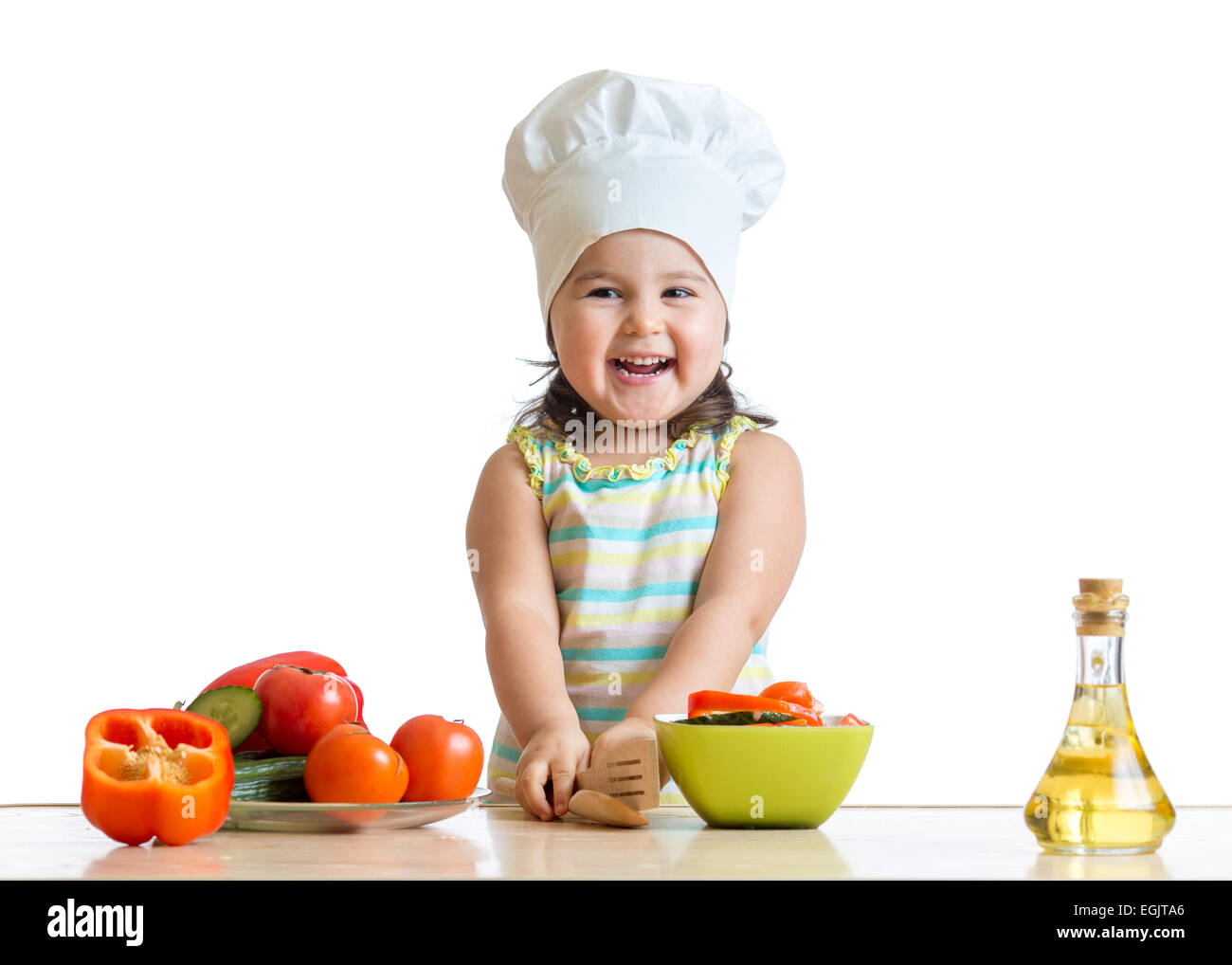 cook kid girl preparing vegetables Stock Photo - Alamy