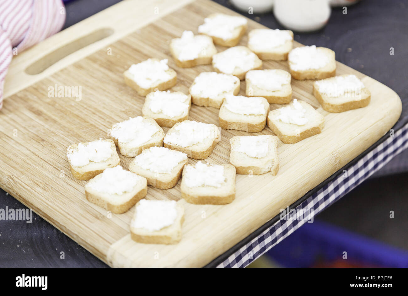 Toasted bread with cheese, detail of a snack of cheese, healthy lunch ...