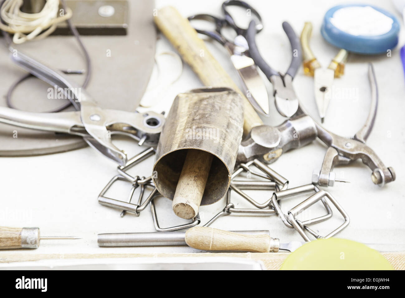 Making a metal cowbell, detail of a metal instrument, farm tools Stock ...