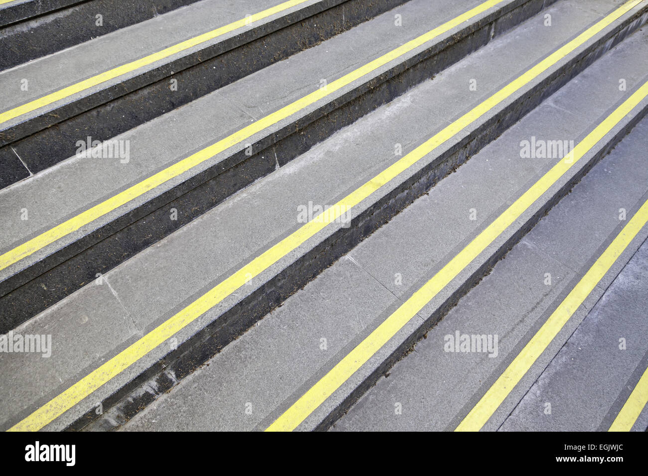 Steps with yellow signs, detail of stairs with protective signals Stock ...