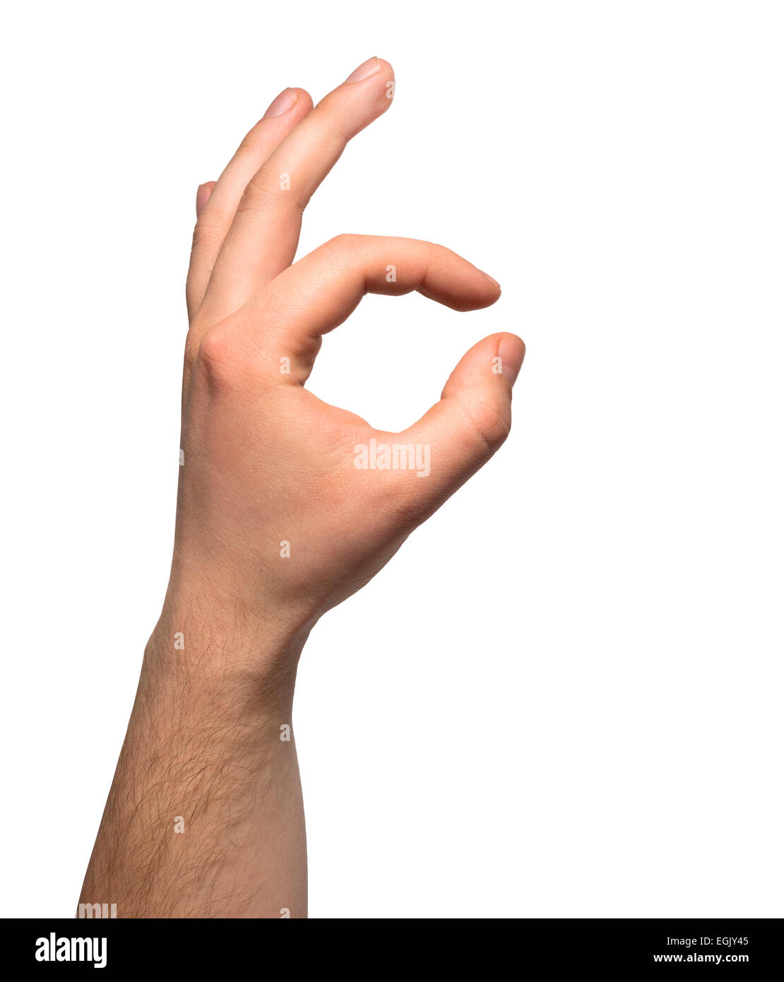 Okay male hand gesture sign over white background Stock Photo - Alamy