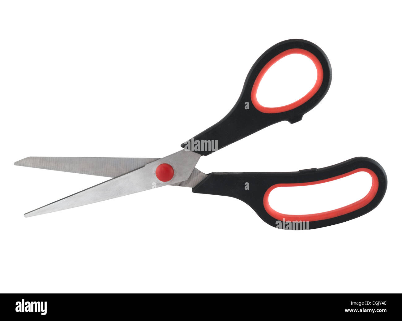 Metal scissors with a black handle, isolated Stock Photo - Alamy