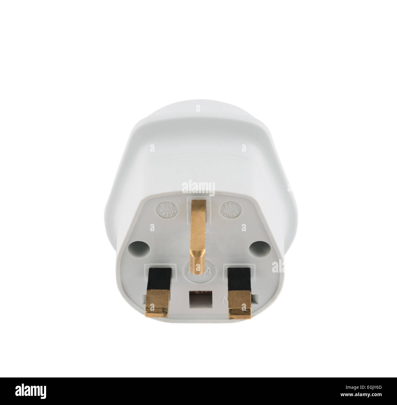 EU to UK converter plug adapter isolated Stock Photo - Alamy