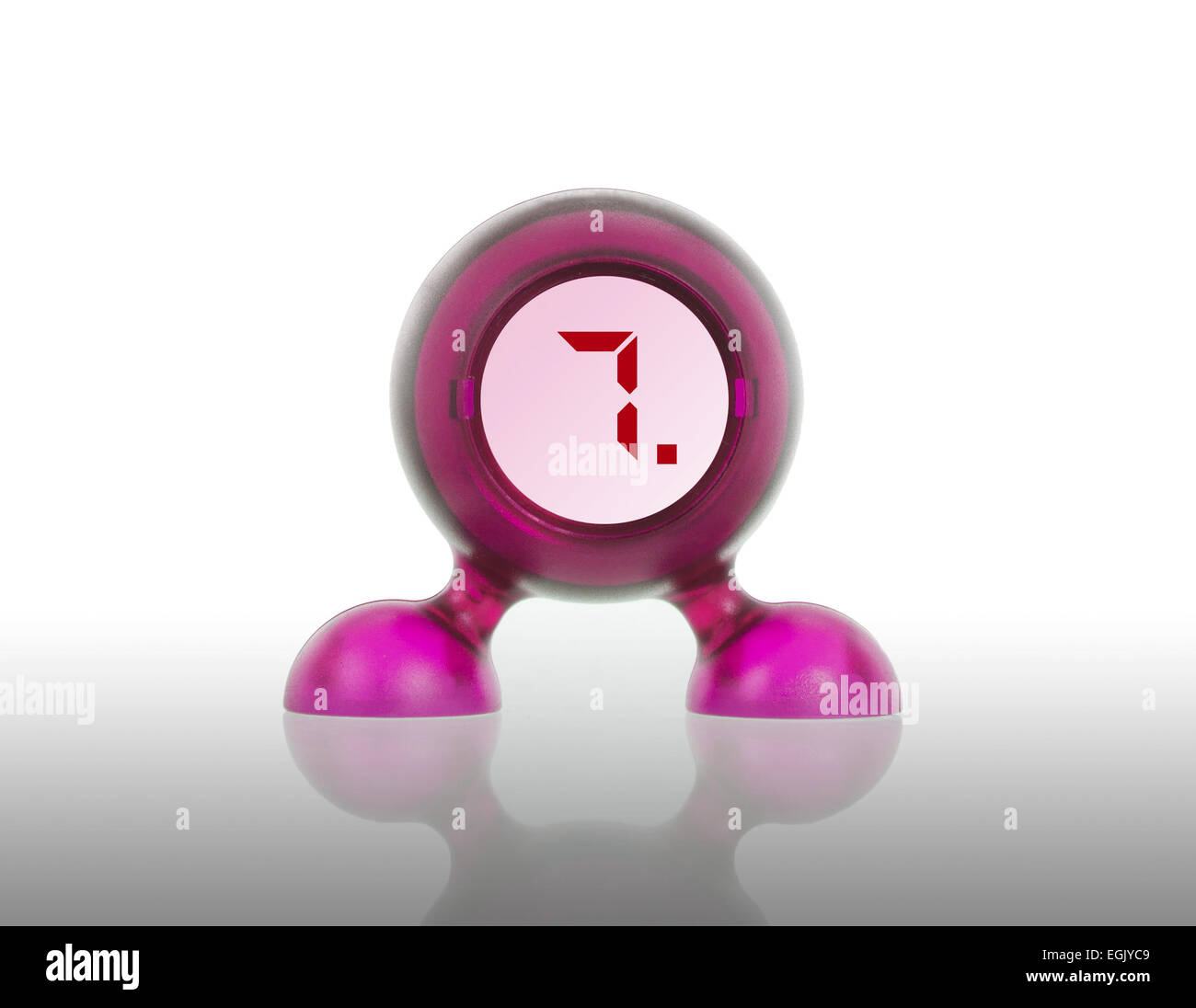 Small pink plastic object with a digital display, displaying 7 Stock ...