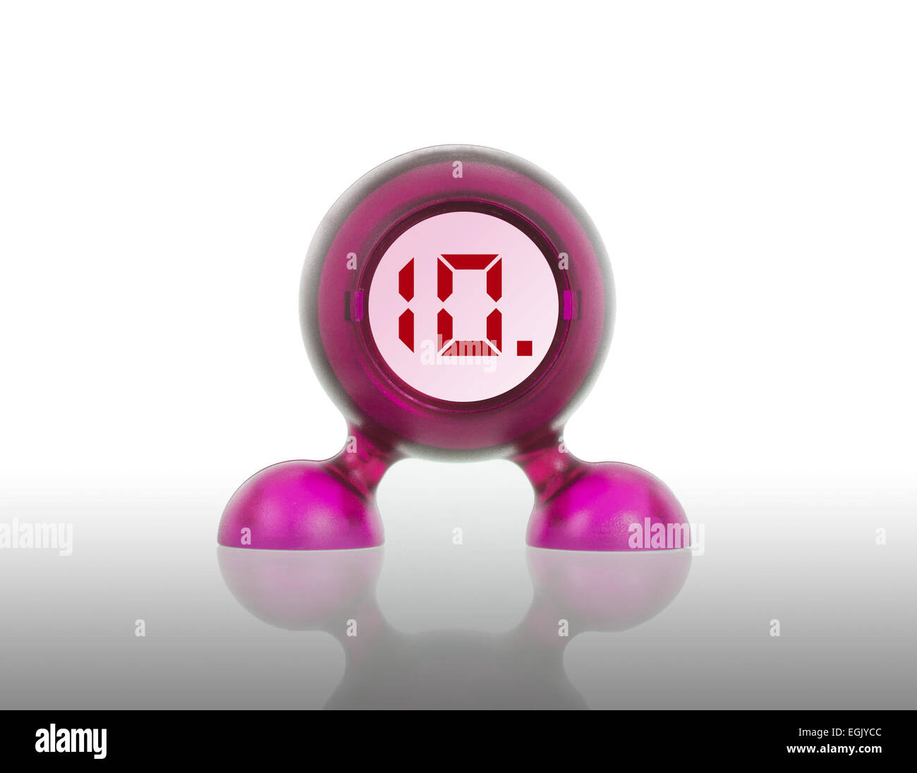 Small pink plastic object with a digital display, displaying 10 Stock ...