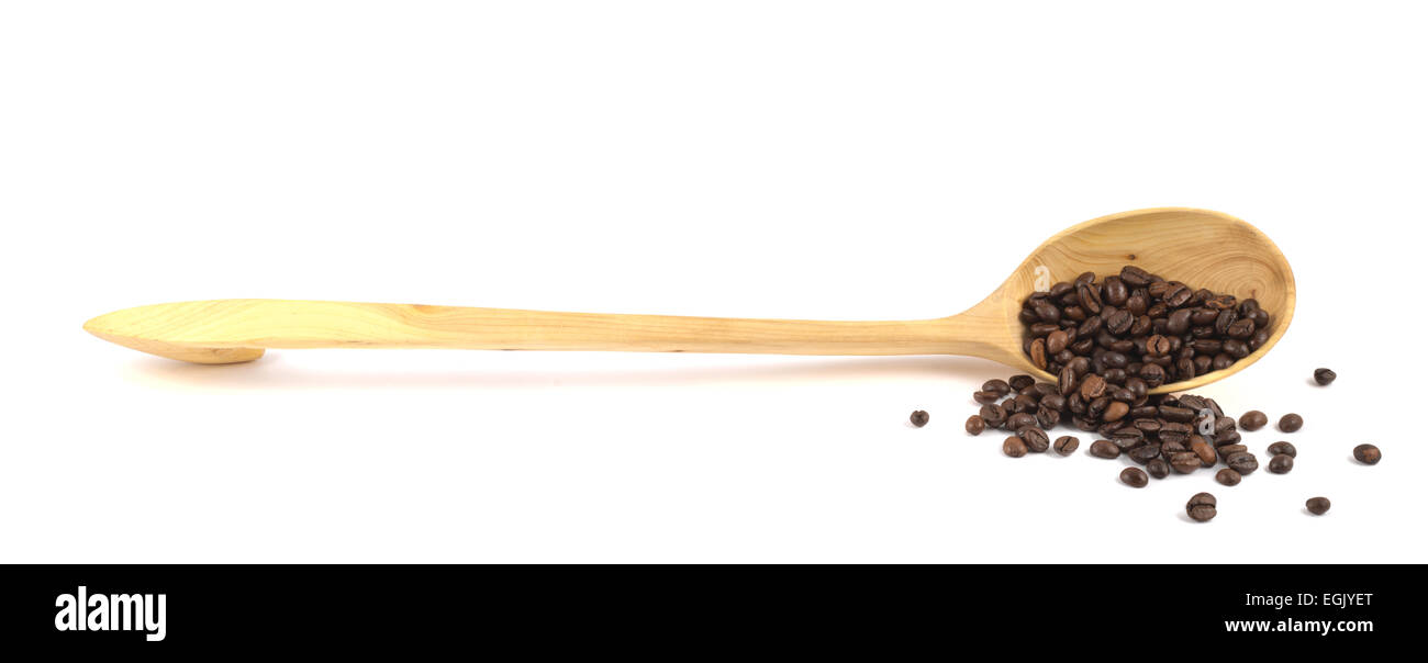 Full of coffee wooden ladle isolated Stock Photo - Alamy