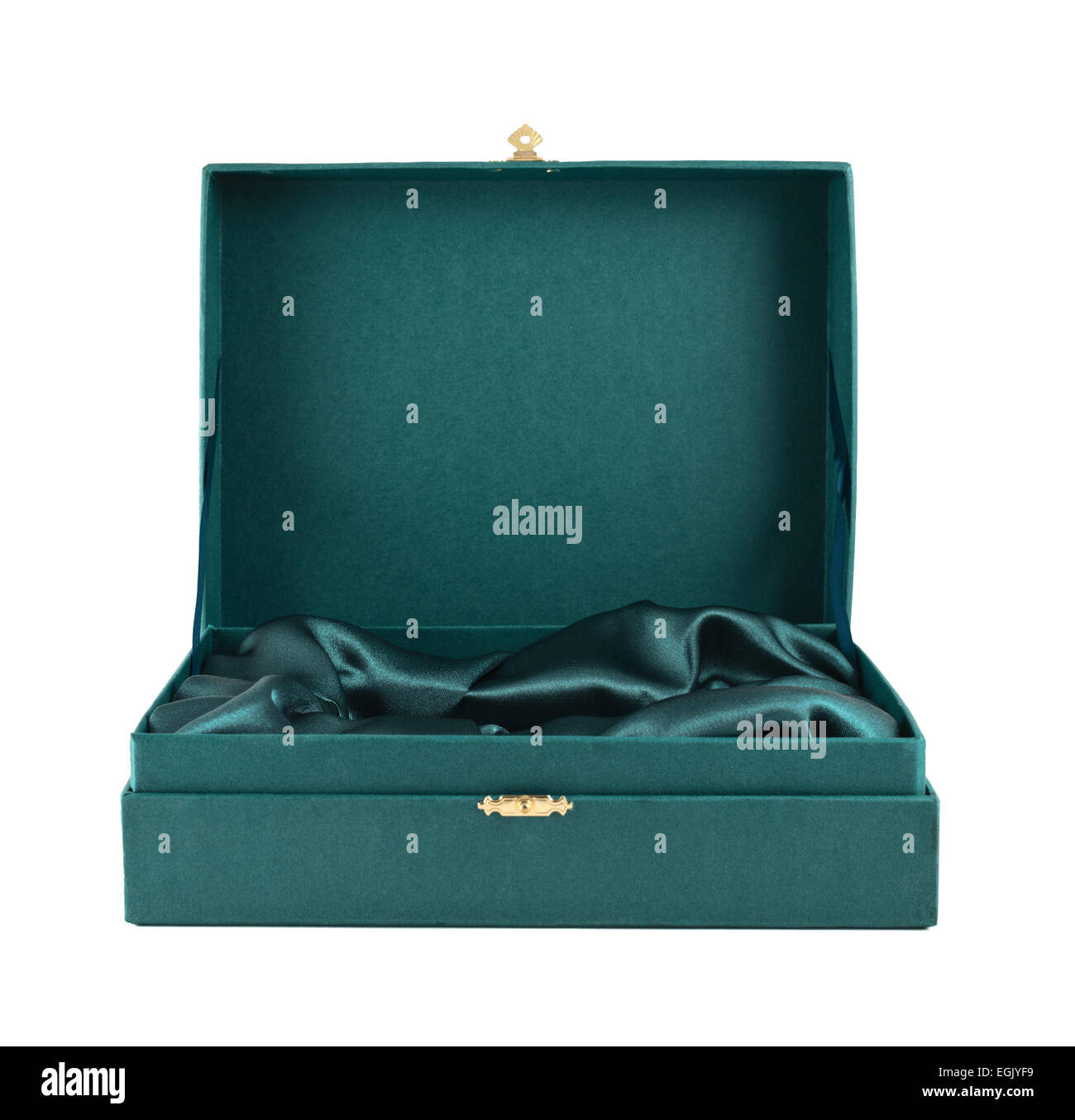 Green silk case box isolated Stock Photo - Alamy