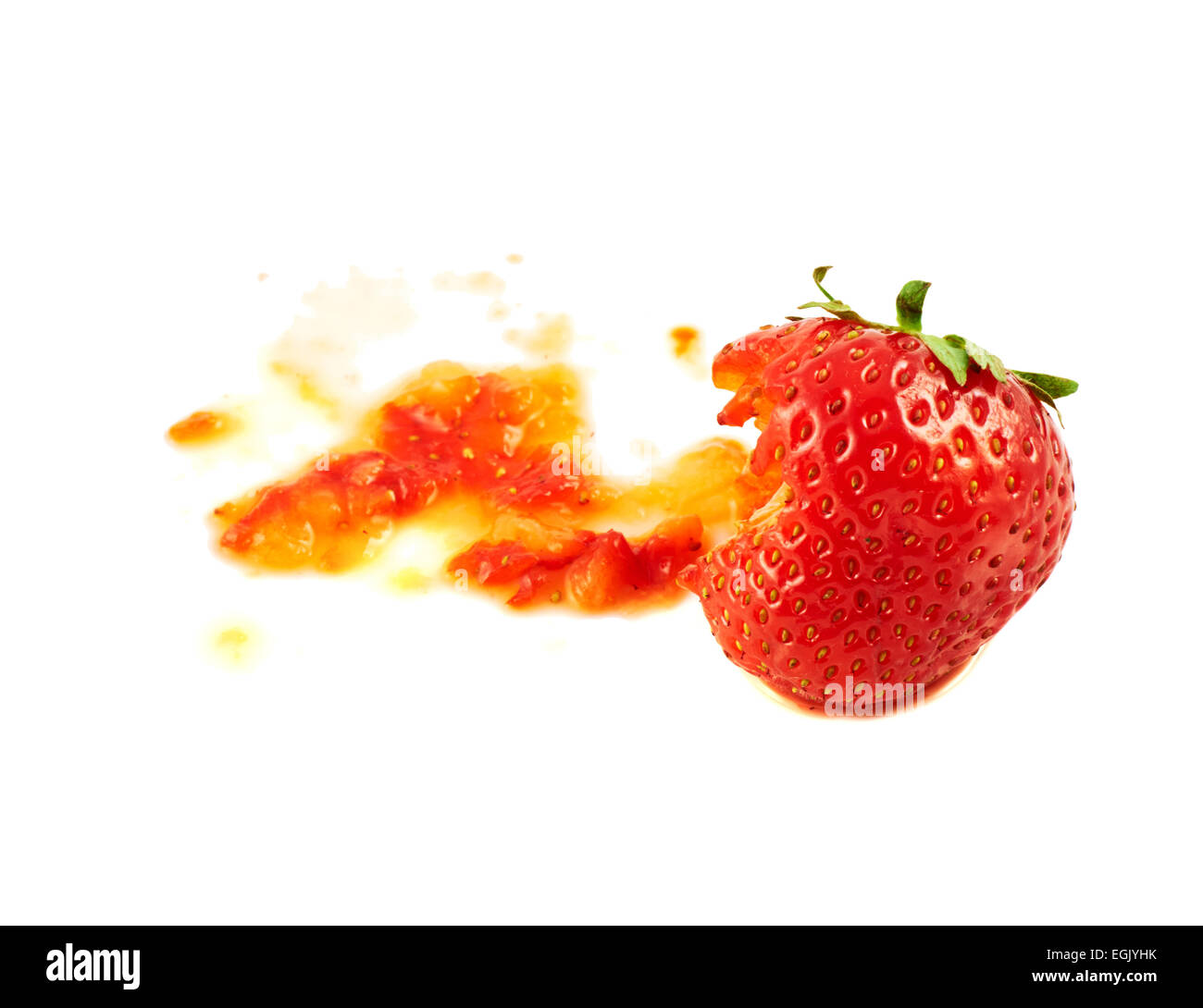 Smashed strawberry isolated Stock Photo - Alamy