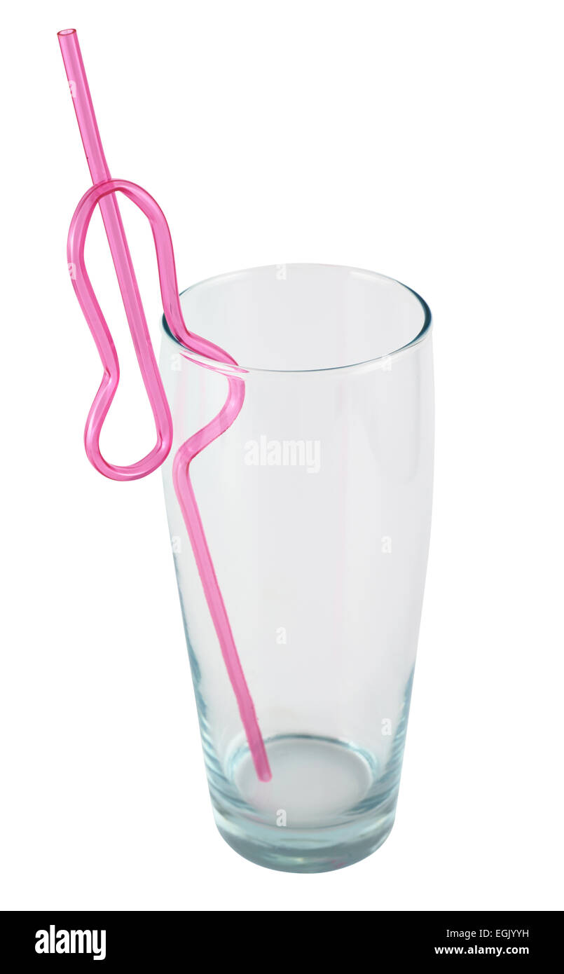 Tall empty glass with a straw Stock Photo - Alamy