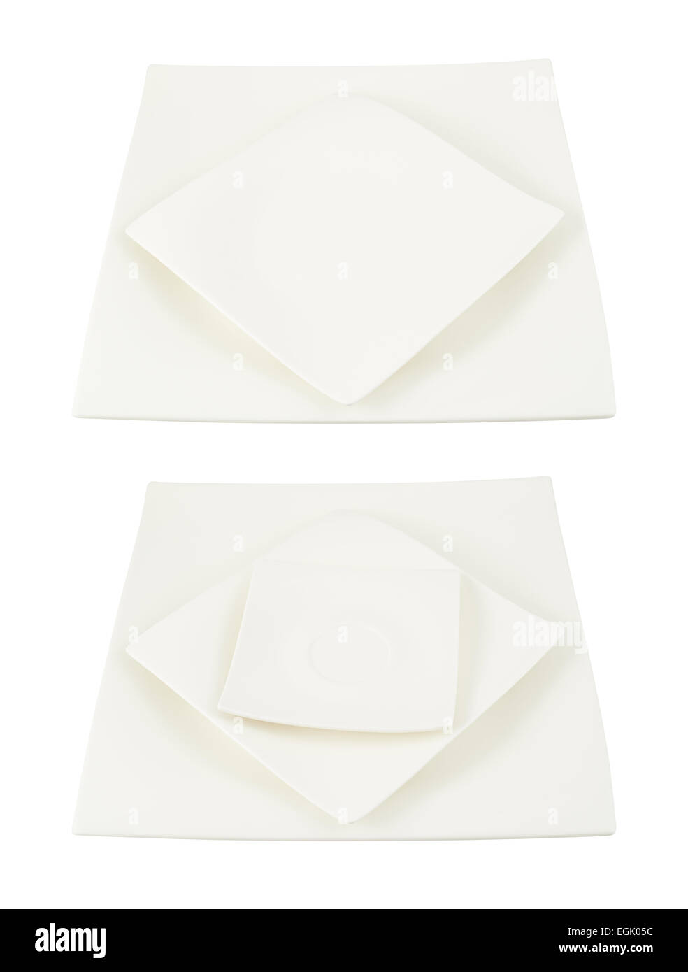 Square ceramic plates composition Stock Photo - Alamy