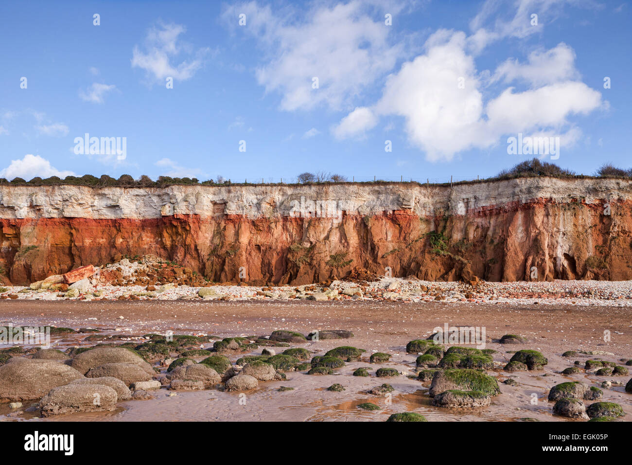 Hunstanton Cliffs in Norfolk, where white chalk overlays red limestone ...