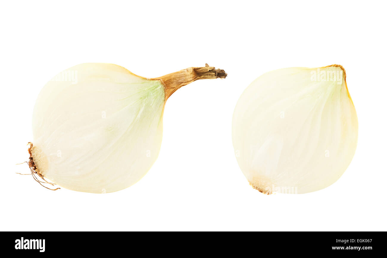 Cut in halves onion isolated Stock Photo - Alamy