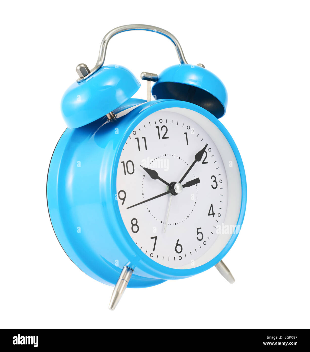 Blue alarm clock isolated Stock Photo - Alamy