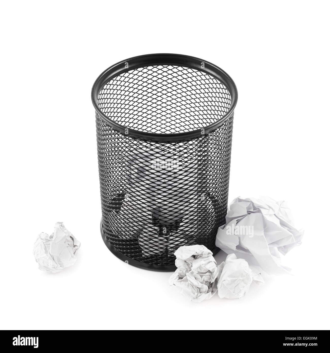 Office paper trash bin isolated Stock Photo - Alamy