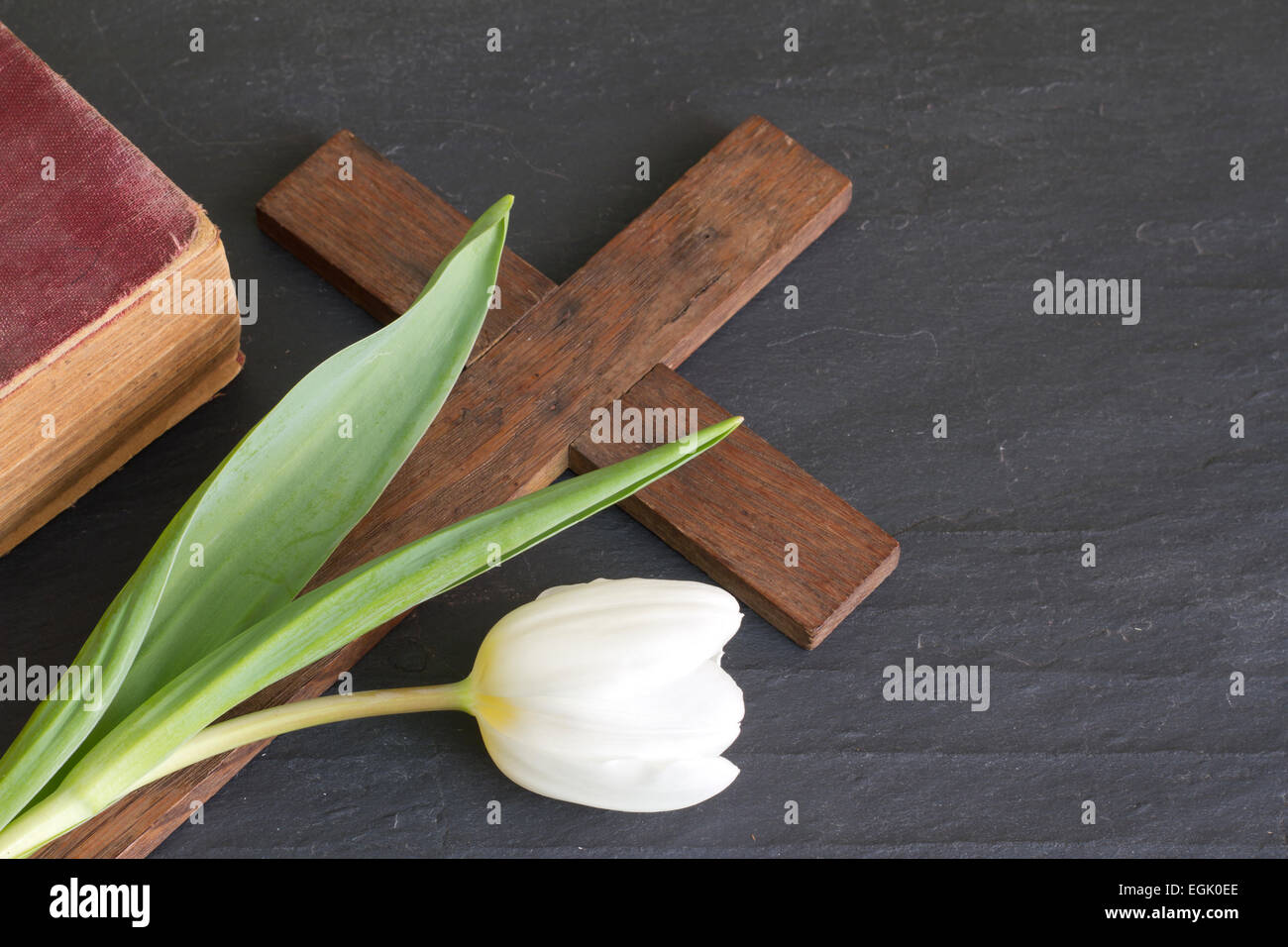 Spring tulip and cross abstract easter concept Stock Photo - Alamy