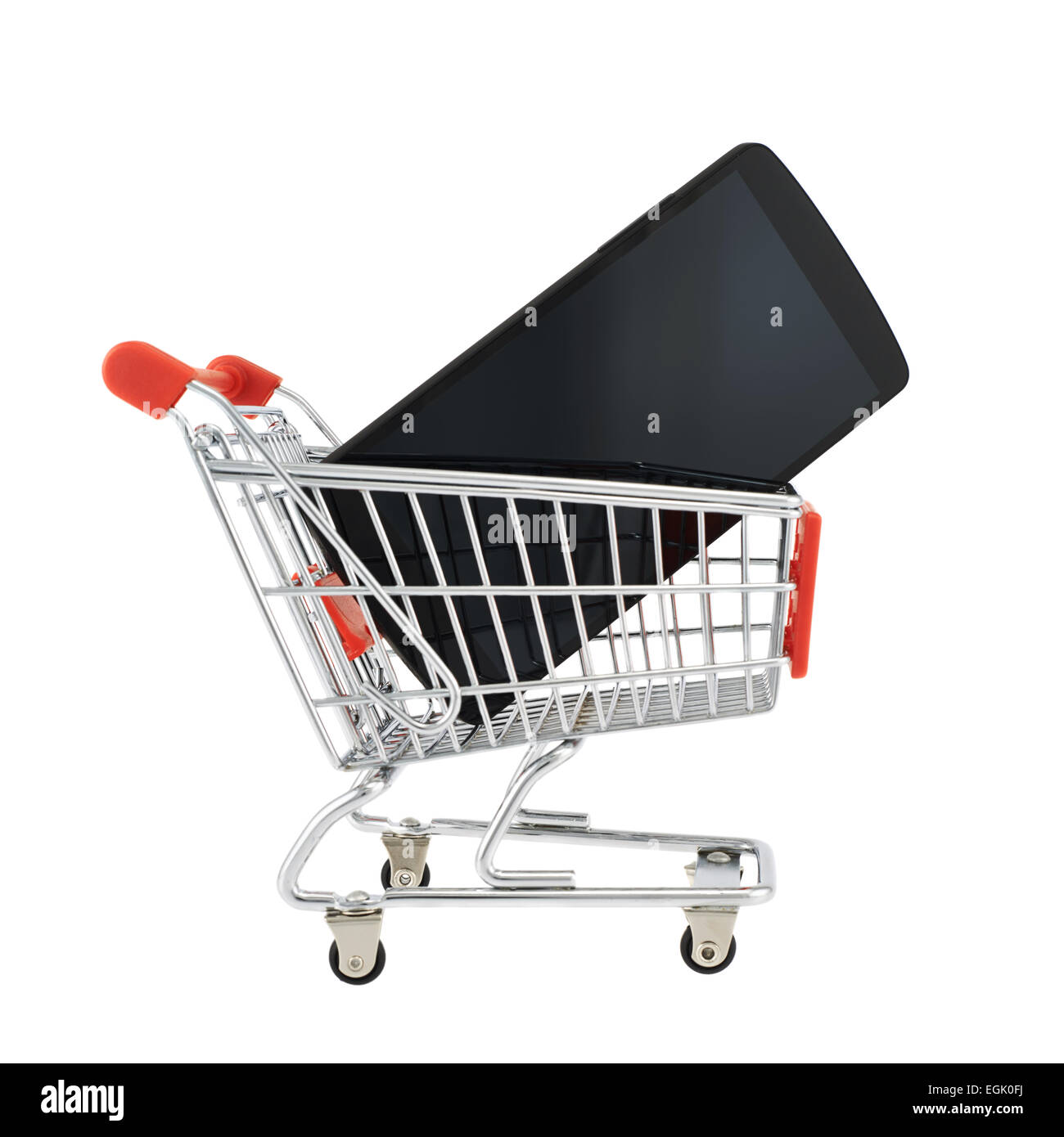 Phone in a shopping cart isolated Stock Photo - Alamy