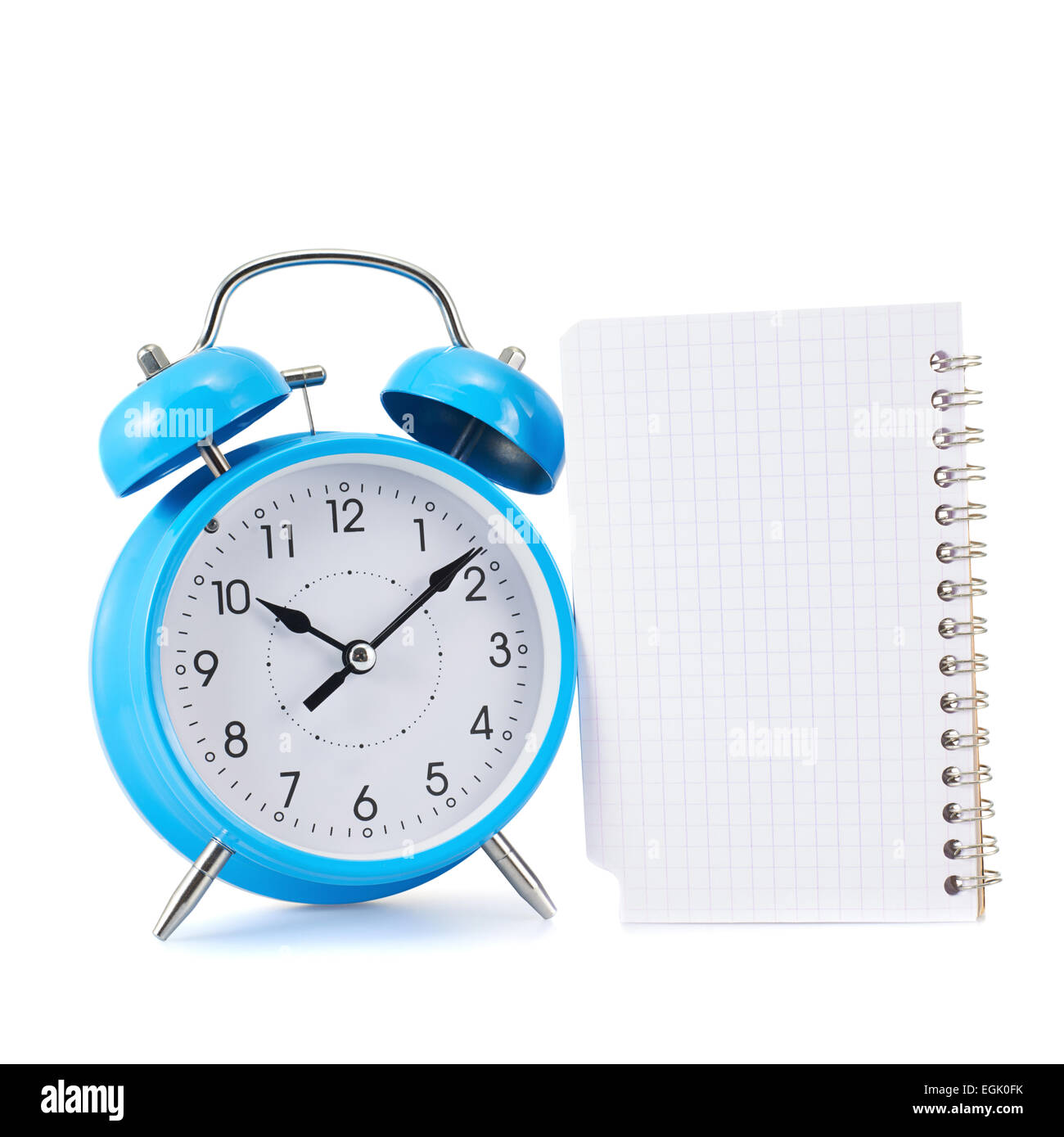 Alarm clock and notebook composition Stock Photo - Alamy