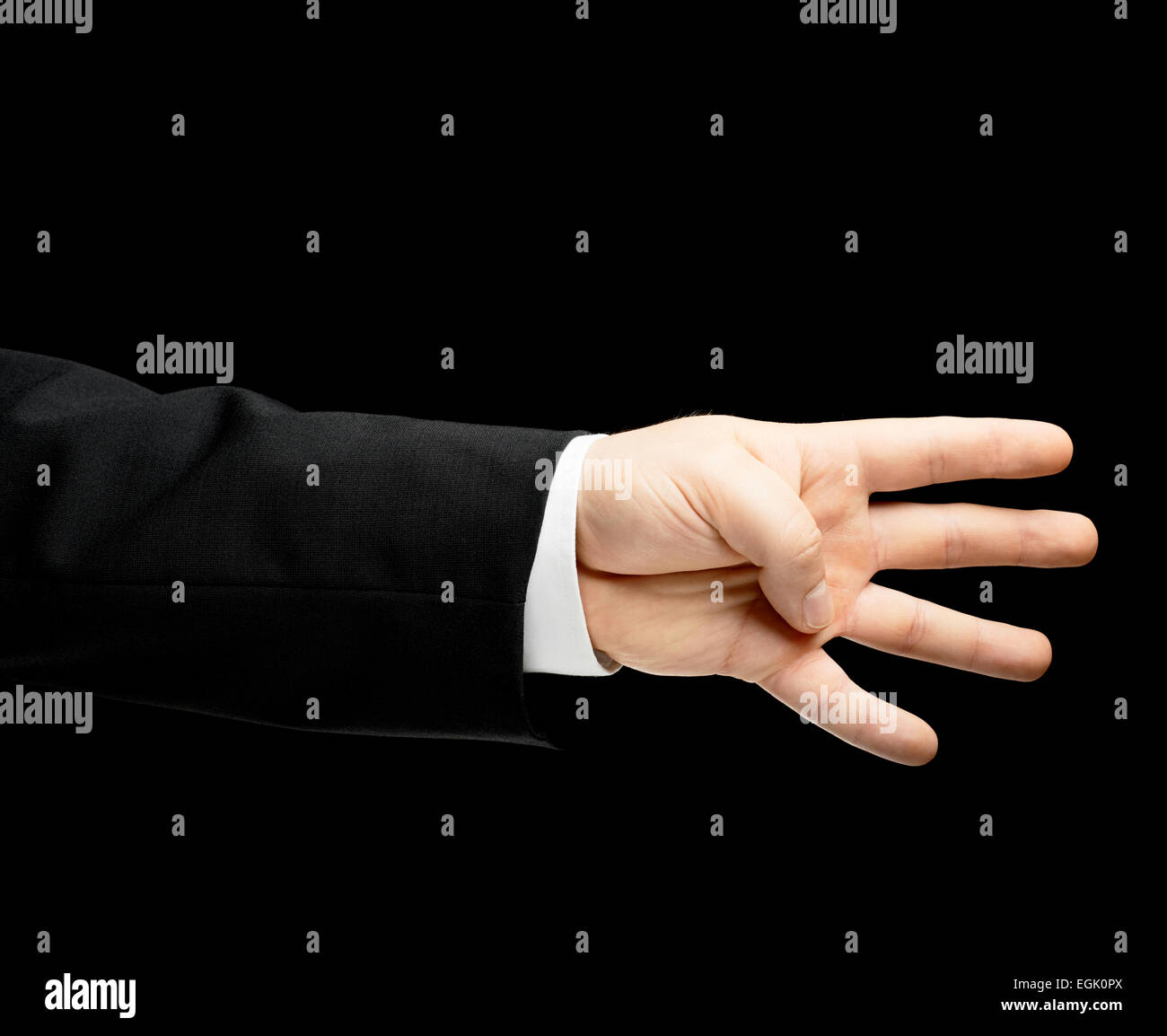 Caucasian male hand in a business suit isolated Stock Photo - Alamy