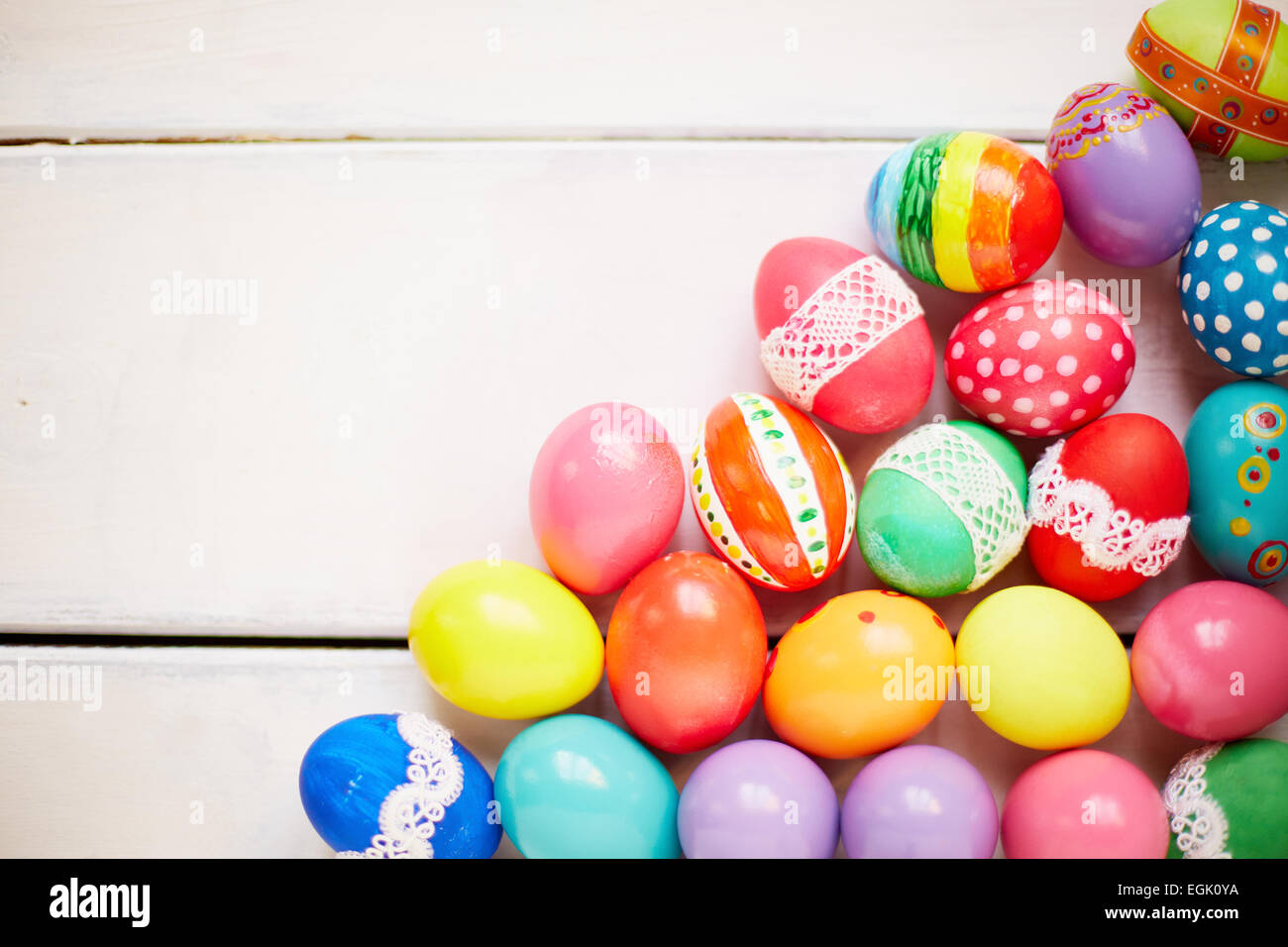 Creatively painted Easter eggs of different colors Stock Photo - Alamy