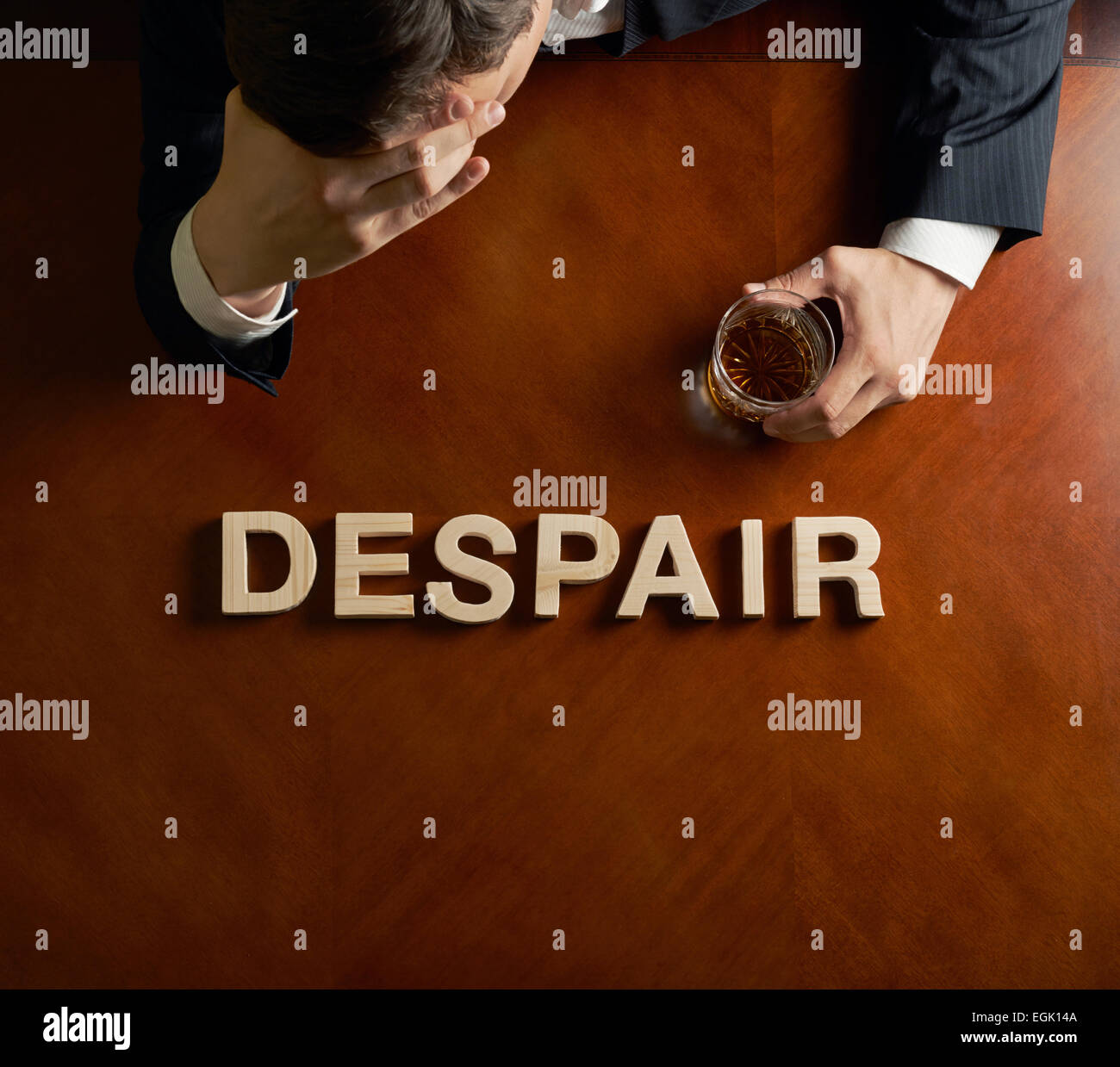 Word Despair and devastated man composition Stock Photo - Alamy