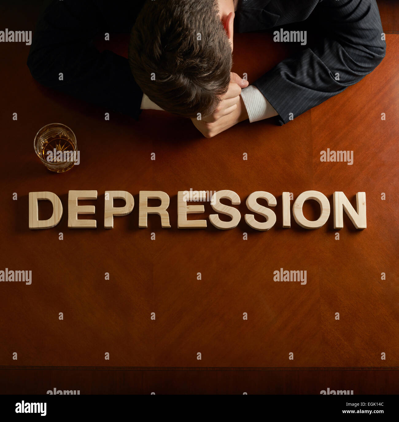 Word Depression and devastated man composition Stock Photo - Alamy